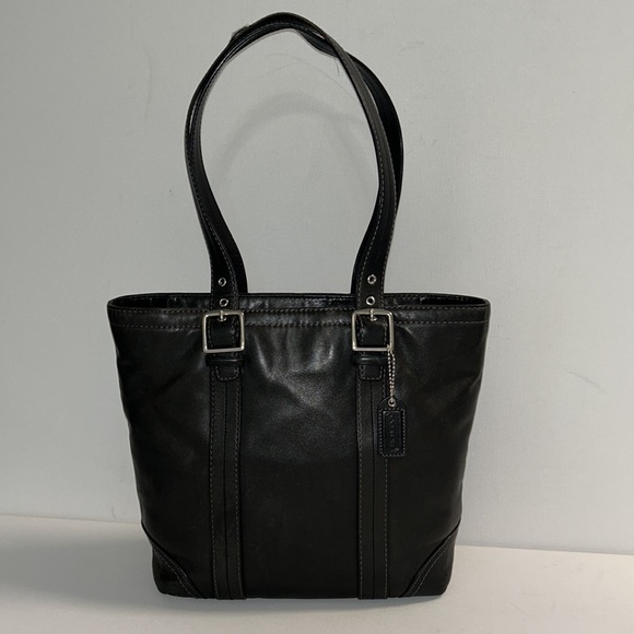 Coach | Bags | Vintage Coach F121 Hampton Black Leather Tote Shoulder ...